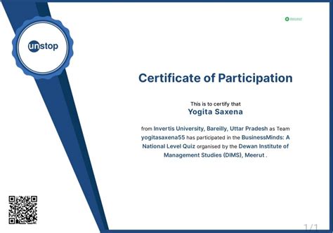Yogita Saxena On Linkedin ️excited To Share My Certificate From Unstop