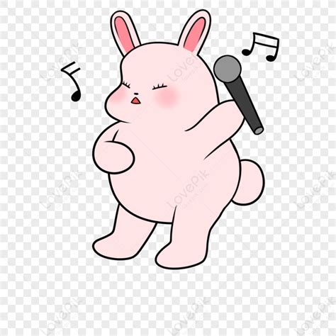 토끼 가수를 불러내는 마이크와 함께 손을 흔들어 라 Png 일러스트 무료 다운로드 Lovepik