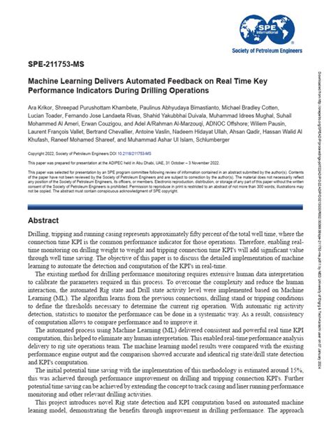 Machine Learning Delivers Automated Feedback On Real Time Kpis During Drilling Operations Kpi