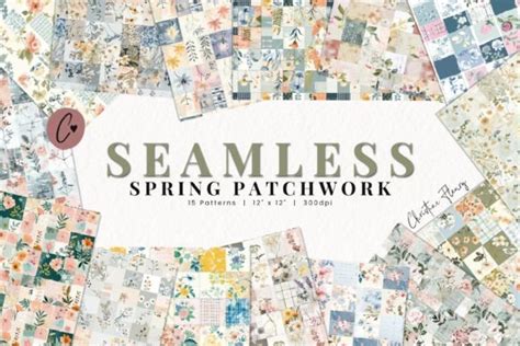 Seamless Spring Patchwork Digital Paper Graphic By Christine Fleury