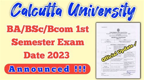 Calcutta University 1st Semester Exam Date 2023 Announced Official