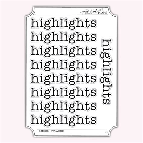 Highlights Typewriter Paper Trail Plans