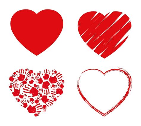 Premium Vector Red Hearts Symbols Set Isolated