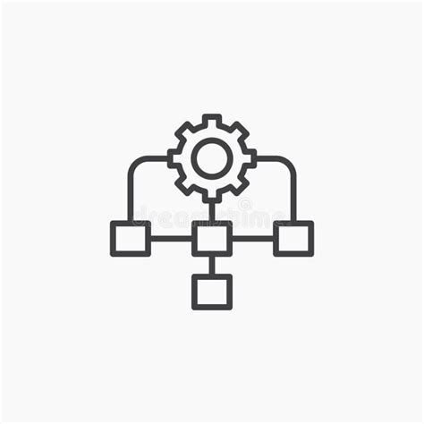 Workflow Processline In Thin Line Black Color Flat Simple Vector Symbols Illustration Stock