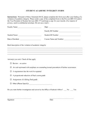 Fillable Online Csulb STUDENT ACADEMIC INTEGRITY FORM Csulb Fax Email