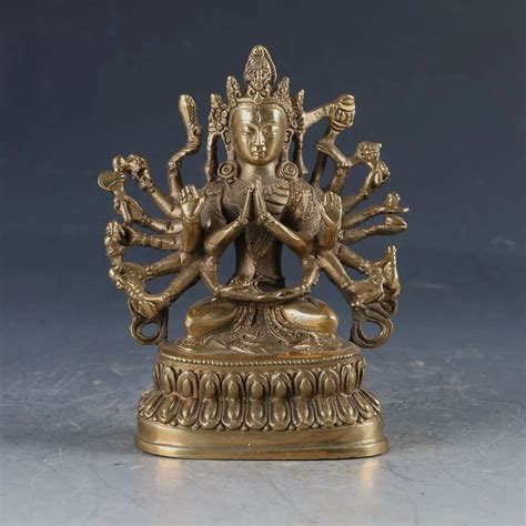 Chinese Brass Tibetan Buddhism Handwork Carved Thousand Hand Kwan Yin