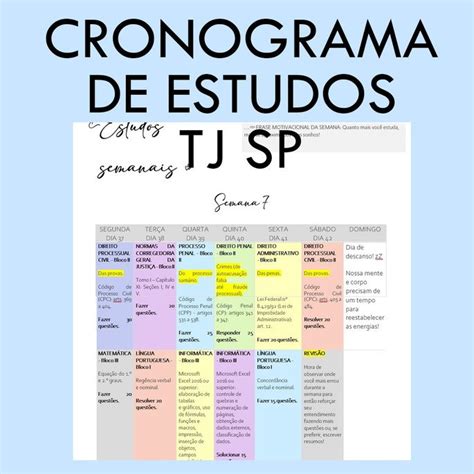 Cronograma De Estudos Tj Sp Escrevente Tecnico Pdf Elo7