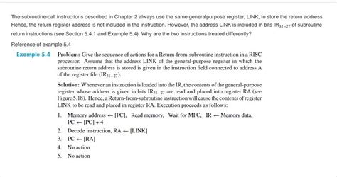 Solved The Subroutine Call Instructions Described In Chapter Chegg