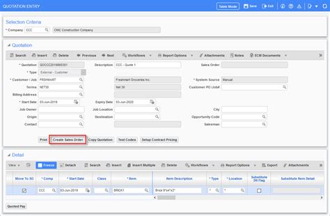 Material Sales Creating A Sales Order From A Quotation