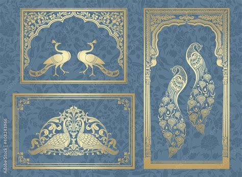 Peacock Motif Designs Textile Rajasthan Royal India Stock Vector Adobe Stock