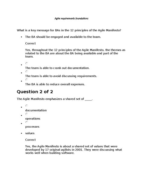 Agile Requirements Foundations Correct Yes Throughout The 12 Principles Of The Agile