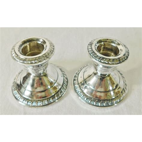 Pair Of Vintage Mid Century Sterling Silver Weighted Candlestick