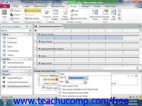 Access 2010 Tutorial Sorting And Grouping Data In Reports Microsoft