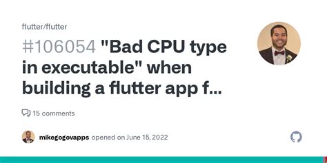 Bad Cpu Type In Executable When Building A Flutter App For Ios From