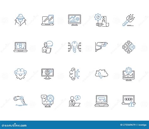 Cloud Line Icons Collection Virtualization Elasticity Scalability