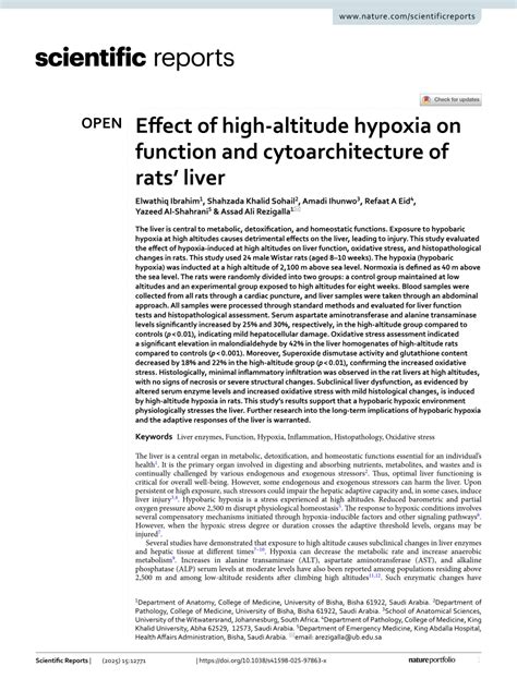 Pdf Effect Of High Altitude Hypoxia On Function And Cytoarchitecture