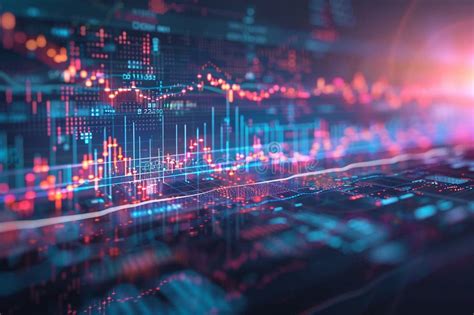 Abstract Digital Data Visualization Glowing Lines And Numbers Stock
