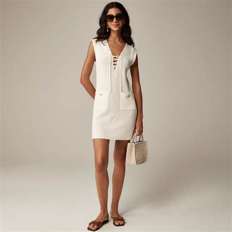 Jcrew Pointelle Lace Up Sweater Dress For Women