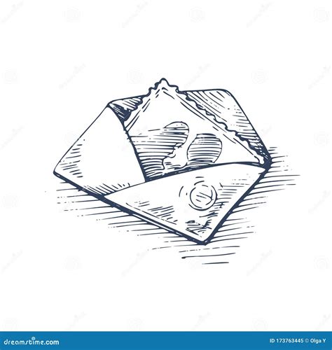 Boceto Del Vector De Exhausto Un Sobre Con Una Carta Sobre Fondo Blanco