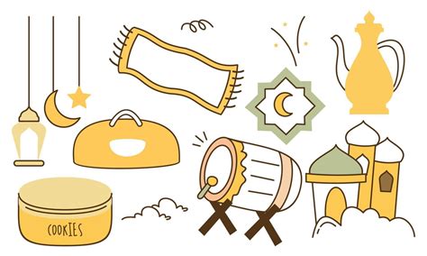 Eid Mubarak Or Idul Fitri Design Element In Doodle Style Vector Art At Vecteezy