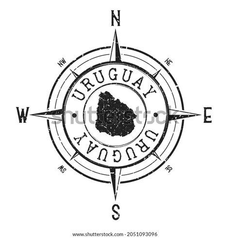 Uruguay Stamp Map Compass Adventure Illustration Stock Vector Royalty