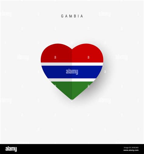 Gambia Heart Shaped Flag Origami Paper Cut Gambian National Banner 3D