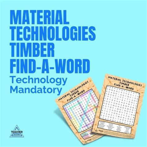 Technology Mandatory Material Technologies Timber Find A Word Teacher