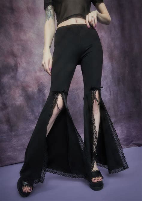 Widow Front Split Lace Bell Bottoms Black Bell Bottoms Reality