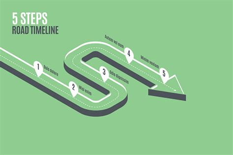 아이소 메트릭 내비게이션 맵 인포 그래픽 5 단계 타임 라인 개념 구불구불한 길 벡터 일러스트 레이 션 0명에 대한 스톡 벡터 아트 및 기타 이미지 Istock