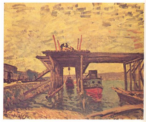 Купить цифровую версию картины: Альфред Сислей - Строительство моста ...