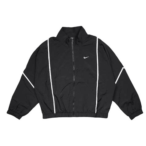 Nike 外套 Nsw Woven Jacket 女款 網布內裡 寬鬆 運動休閒 夾克 黑 白 Db3910 010 Nike
