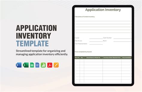 Application Inventory Template in Google Docs, Google Sheets, Apple Numbers, Apple Pages, Word ...