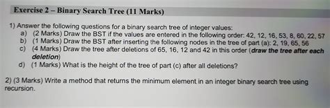 Solved Answer The Following Questions For A Binary Search Chegg