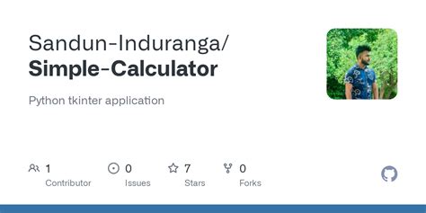 GitHub Sandun Induranga Simple Calculator Python Tkinter Application