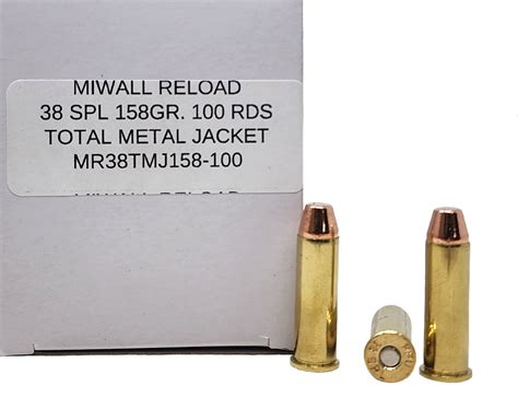 Miwall Reloaded Ammunition 38 Special 158 Grain Total Metal Jacket