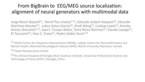 Pdf From Bigbrain To Eegmeg Source Localization Alignment Of Neural