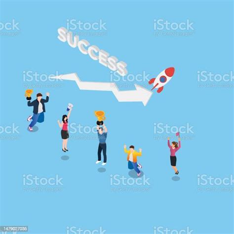 로켓과 상승 추세 차트를 가진 행복한 성공적인 젊은이들 등측투영법에 대한 스톡 벡터 아트 및 기타 이미지 등측투영법 자신감 3차원 형태 Istock