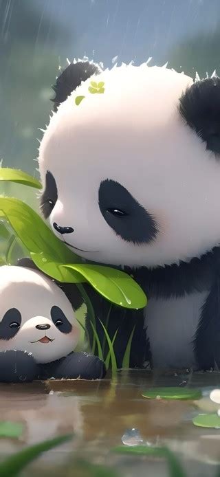 躲雨的熊猫壁纸 躲雨的熊猫手机壁纸 躲雨的熊猫手机动态壁纸 元气壁纸