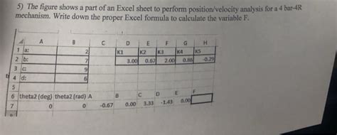 5 The Figure Shows A Part Of An Excel Sheet To Chegg Com