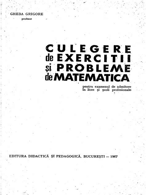 Culegere De Exercitii Si Probleme G Gheba 1967 Pdf