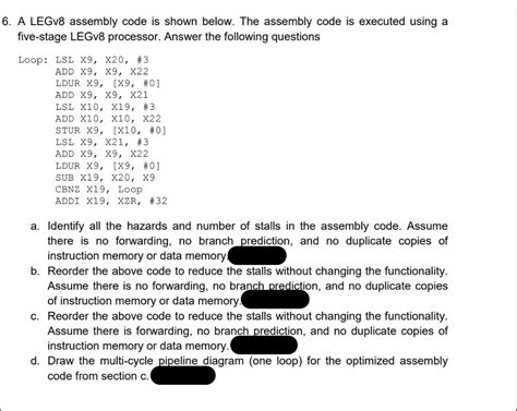 Solved A LEGv8 Assembly Code Is Shown Below The Assembly Chegg