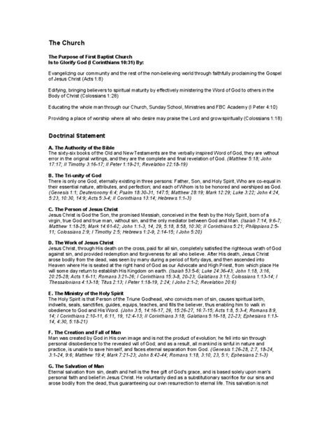 The Church Doctrinal Statement Pdf Eternal Life Christianity
