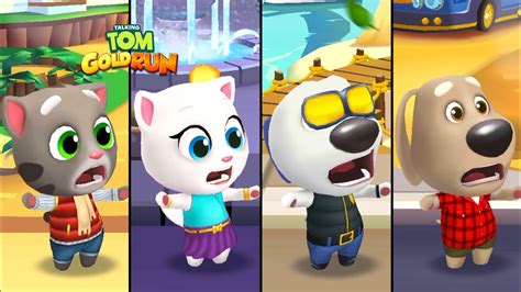 Talking Tom Gold Run Frosty Tom Vs Neon Angela Vs Deputy Hank Vs