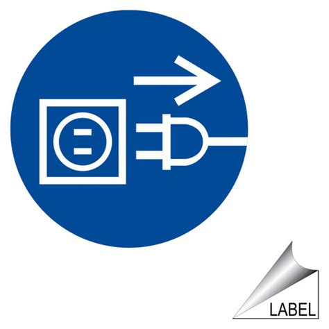 Electrical Warning Unplug Symbol Label Sticker Reflective Blue