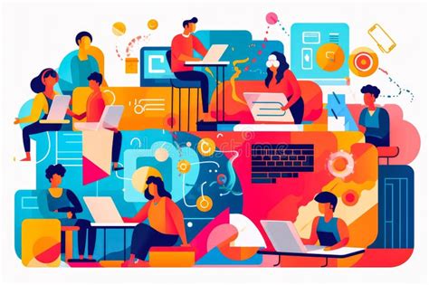 Abstract Vector Illustration Representing The Workflow And Benefits Of