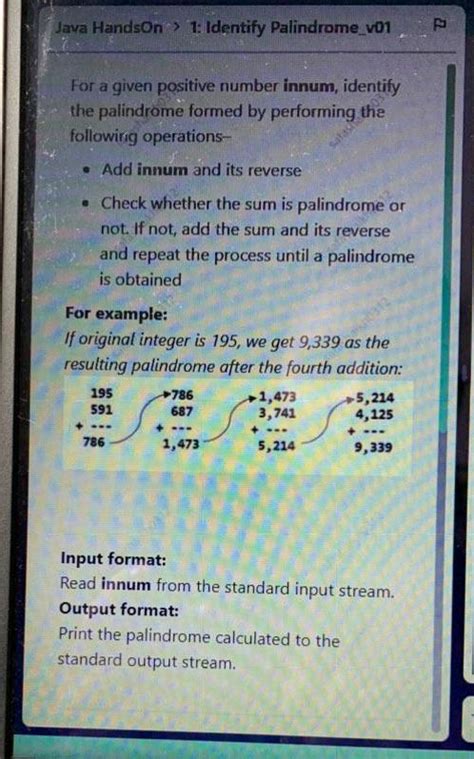 Java Handson Identify Palindrome V F For Studyx