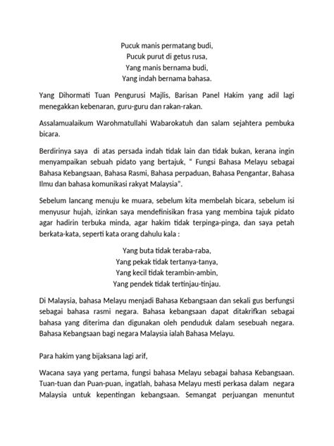Teks Pidato Bahasa Melayu Pdf