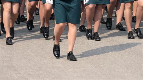 March Female Leg Step Officers Police Victory Parade Soldier Skirt
