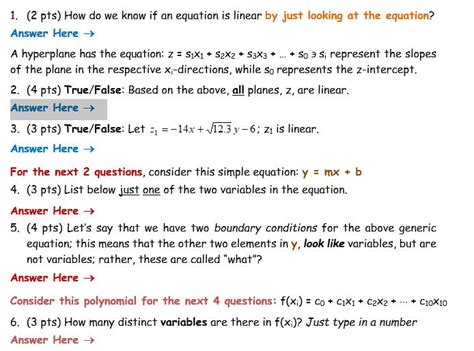 Solved 1 2 Pts How Do We Know If An Equation Is Linear By