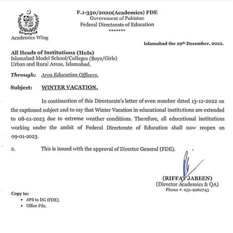 Winter Vacations 2022 Extended In Islamabad Schools Colleges Resultpk